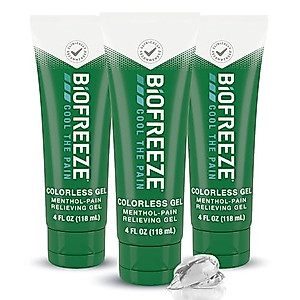 Biofreeze Pain Relief Gel, Knee & Lower Back Pain Relief, Sore Muscle Relief, Neck Pain Relief, Shoulder Pain Relief, Pharmacist Recommended, FSA Eligible, 3 Pack (4 FL OZ Biofreeze Menthol Gel)