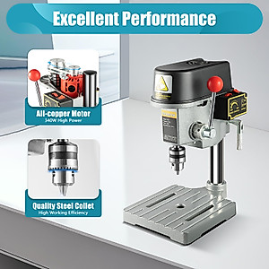 340W Mini Table Electric Drill Press, DNYSYSJ 3-Speed Bench Drill Press 10mm Chuck Wood Metal Speed Adjustable Drilling Machine Power Tools Used for Wooden Furniture 1mm-10mm 110V USA STOCK