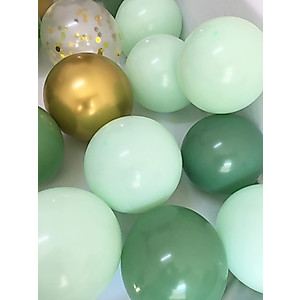 Matte Sage Green Gold Balloons – Light Mint Olive Green Balloons for Wedding Neutral Baby Shower Birthday Party Supplies 60 packs (Sage green + gold)