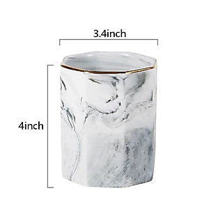 123Arts Ceramic Marble Pen Holder Makeup Brush Storage Container Home Storage Container