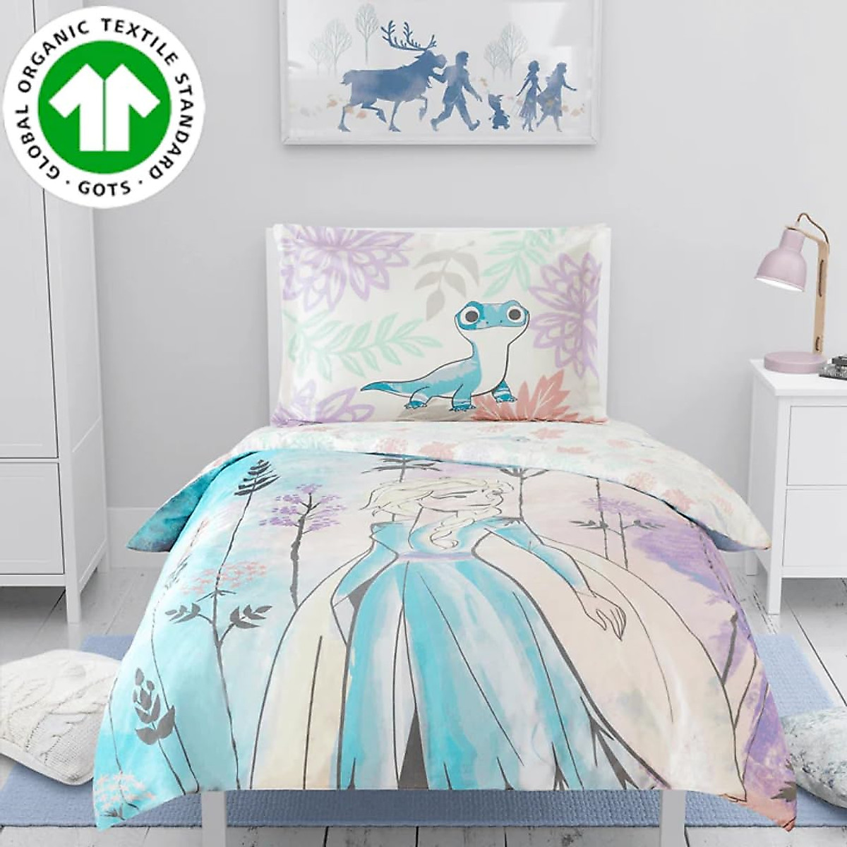 Franco Frozen 2 Kids Bedding Super Soft Premium Organic Cotton Duvet Cover with Sham, 2 Piece Twin Size, (Officially Licensed Product)