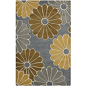 SAFAVIEH Soho Collection 3'6" x 5'6" Grey / Yellow SOH705A Handmade Premium Wool & Viscose Area Rug