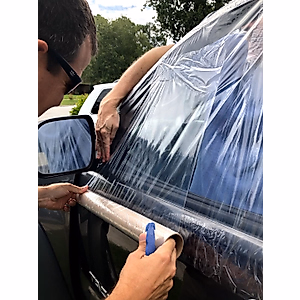 Big Tape Window Plastic Film (FBA) – 12 Feet XL Roll of Plastic for Windows – 17.5 Inch Wide Car Tape for Broken Windows – Waterproof, No Sticky Residue – Easy DIY Installation