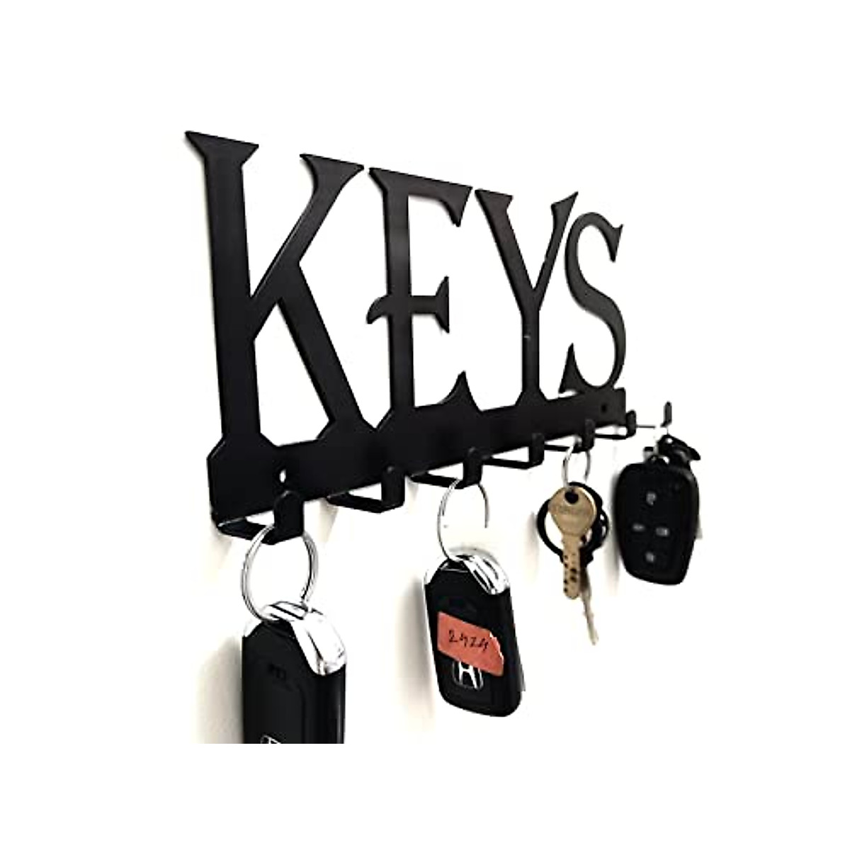 HeavenlyKraft Keys Black Metal Wall Mounted Key Holder Self Adhesive Hooks Keychain Holder Keychain Hanger Metal Key Holder self Adhesive Key Holder for Wall 27 X 11 X 3 cm