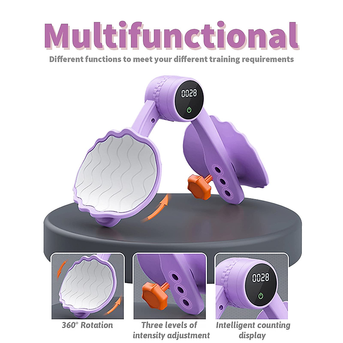 Domstar Thigh Master, Hip Trainer Exercise Equipment, Pelvic Floor Trainer, Kegel Trainer - Intelligent Recording Data, 360° Rotation, Adjustable Resistance, Rechargeable