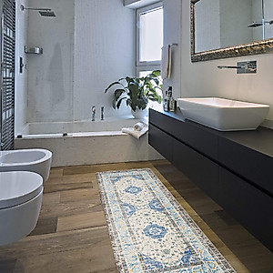 Rugshop Traditional Anti Fatigue Standing Mat 18" x 47" Blue