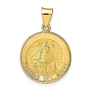 IceCarats 14K Yellow Gold Caridad Del Cobre Medal Necklace Charm Pendant 27mm x 18.3mm Only
