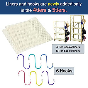 Letusto Heavy Duty Foldable Collapsible Shelf with Wheels with Breaks - Folding Metal Frame Shelving Pantry Organizer System Rack - Shelves with No Assembly Required (Natural, 5 Tier)