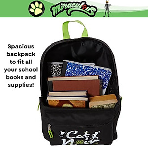 Miraculous Ladybug Cat Noir Backpack for Girls and Boys, 16 inch, Black