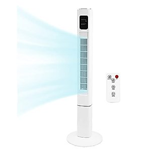 R.W.FLAME Household Tower Fans with Remote,47" Oscillating Cooling Fans Built-in Timer Portable Floor Fan, 3 Modes 3 Speeds (White, 47")