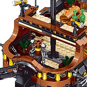 Mesiondy Pirate Ship Model，Pirate Ship Model Mini Building Blocks Kit, MOC Pirate Ship Building Sets for Boys Girls 14+ (1282Pcs)