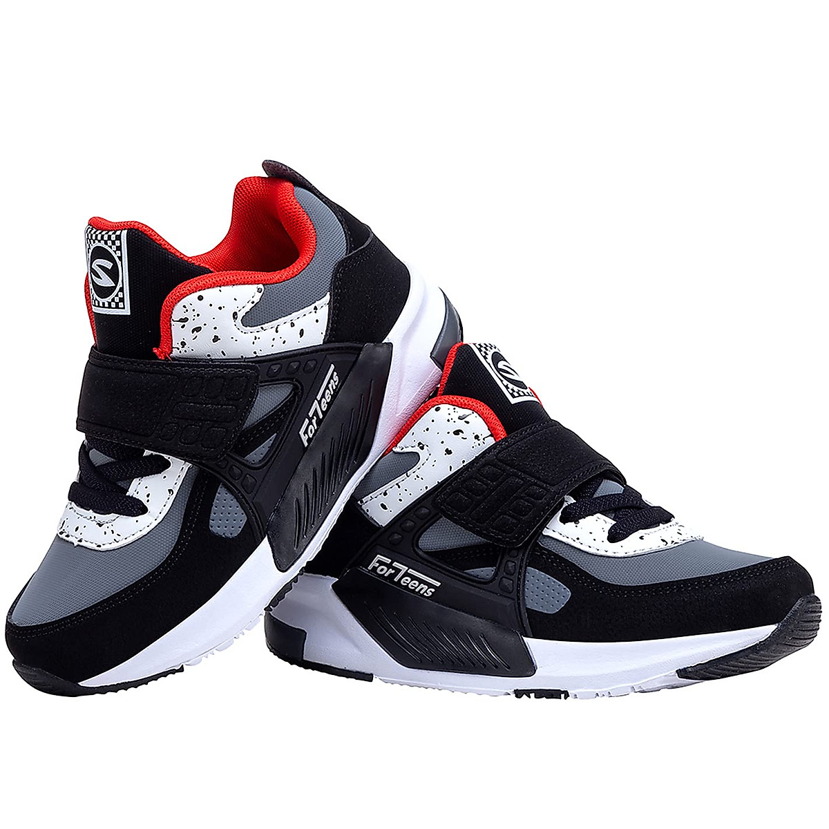 V VICROAD Toddler Kid Breathable Outdoor Hiking Sneakers Grey/Red Athletic Running Shoe Size 9 for Boys Girls