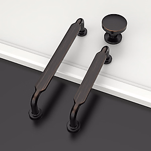 Amerdeco 10 Pack Oil Rubbed Bronze Cabinet Pulls 5 Inch(128mm) Hole Centers Kitchen Cabinet Handles Solid Zinc Alloy Cabinet Hardware Drawer Pulls ZH0051