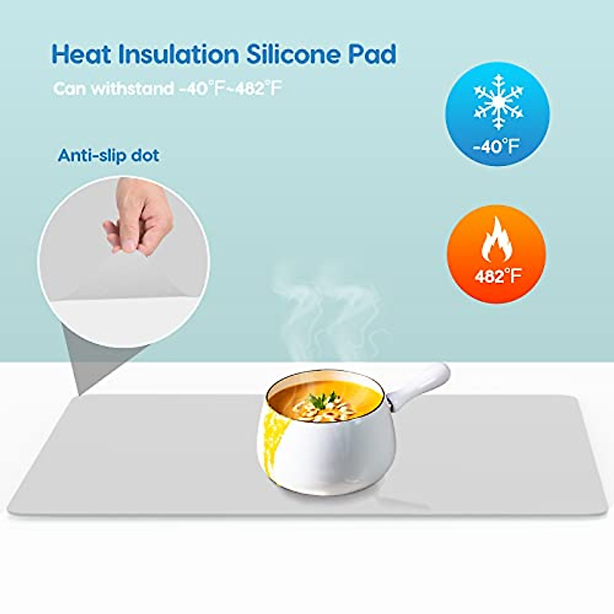 AECHY Extra Large Silicone Mat 36”x24”x0.08”, Multipurpose Silicone Mat Thick Heat Resistant Mat Shipped Rolled Up Kitchen Counter Mat Waterproof Nonslip Silicone Mats for Kitchen Counter Translucent