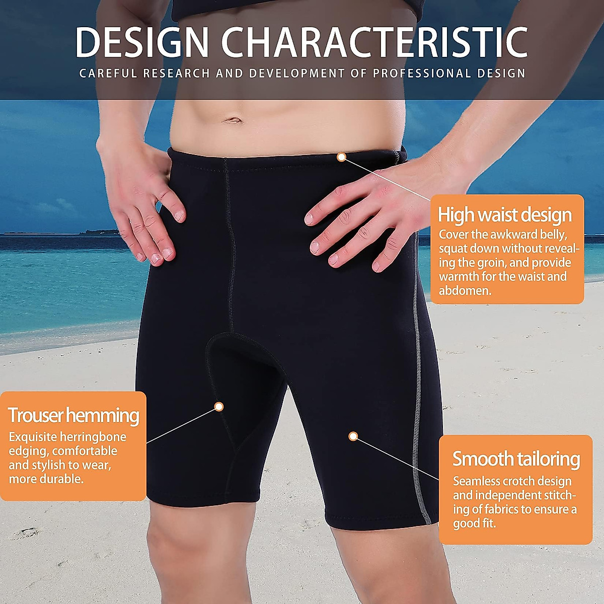 Dizokizo Men Wetsuit Short Pants 2mm Neoprene Shorts for Scuba Diving Kayaking Surfing Snorkeling Short Pants L