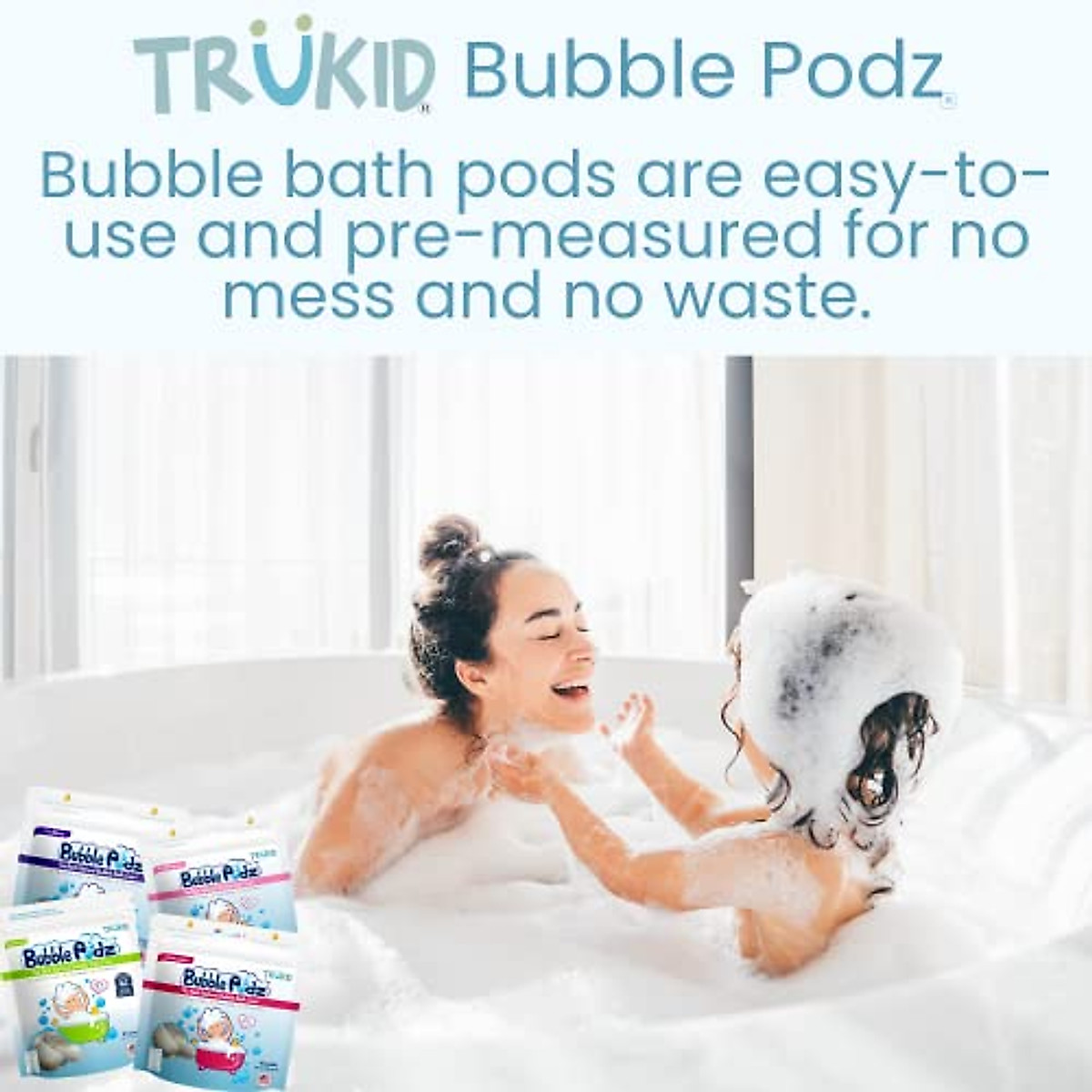 TruKid Bubble Podz Bubble Bath for Baby & Kids, Gentle Refreshing Bath Bomb for Sensitive Skin, pH Balance 7 for Eye Sensitivity, Natural Moisturizers and Ingredients, Lavender (10 Podz)
