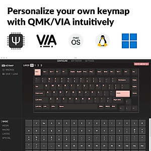 Keychron Q1 RGB Wired Custom Mechanical Keyboard, 75% Layout QMK/VIA Programmable Macro with Hot-swappable Gateron G Pro Red Switch Double Gasket Compatible with Mac Windows Linux (Blue) -Version 2