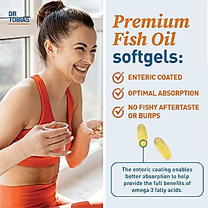 Dr. Tobias Omega 3 Fish Oil, 2000mg Triple Strength Omega 3 Supplement with 800mg EPA 600mg DHA Per Serving, Fish Oil Omega 3 Supplements for Heart, Brain & Immune Support, 90 Softgels, 45 Servings