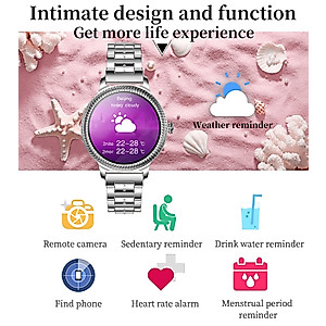 Yihou Smart Watches for Women Fitness Tracker Heart Rate Full Touch Screen Watch Pedometer Step Counter Smart Bracelet Text Call Reminder Waterproof Smart Watch for Android Phones Compatible iPhone