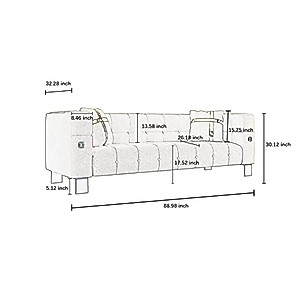 ANTTYBALE 2PCS Mid Century Modern Button Tufted Velvet Living Room Couch Loveseat Sofa with Gold Metal Legs and 2 Throw Pillows, 89 inch (2pcs Green)