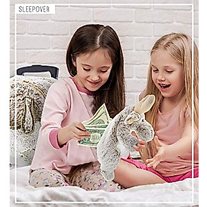 DolliBu Moose Plush Trolley & Purse Set - 3-in-1 Kids Trolley, Backpack, & Brown Moose Purse, Soft Plush Backpack on Wheels, Rolling Bag with Removable Plush Toy Purse - 15"