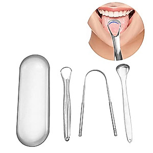 Tongue Scraper Set, Stainless Steel Smoothing Surfaces Safe Tongue Cleaner Tongue Cleaning Tool, Easy to Clean for reducing Bad Breath