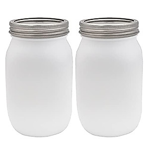 Darware Farmhouse White Mason Jars (Set of 2); Home Decor and Storage Wide Mouth Decorative Mason Jars, White-Painted