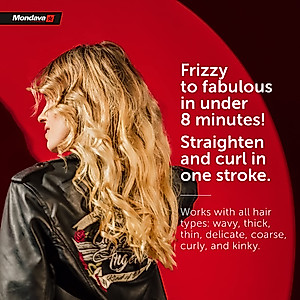 MONDAVA Professional | Ceramic Tourmaline Flat Iron Hair Straightener 1¼" | (Dual Voltage) | (Adjustable Temperature Digital Technology) | Straighten & Style Wild Hair in Under (8 Min)