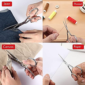 JARVISTAR 8” All Purpose Fabric Tailor Scissors Heavy Duty, Sharp Bent Dressmaker Shears and 4" Precision Small Pointed Embroidery Scissors for Crafts, Thread Needlework, Sewing &Yarn, Stainless Steel