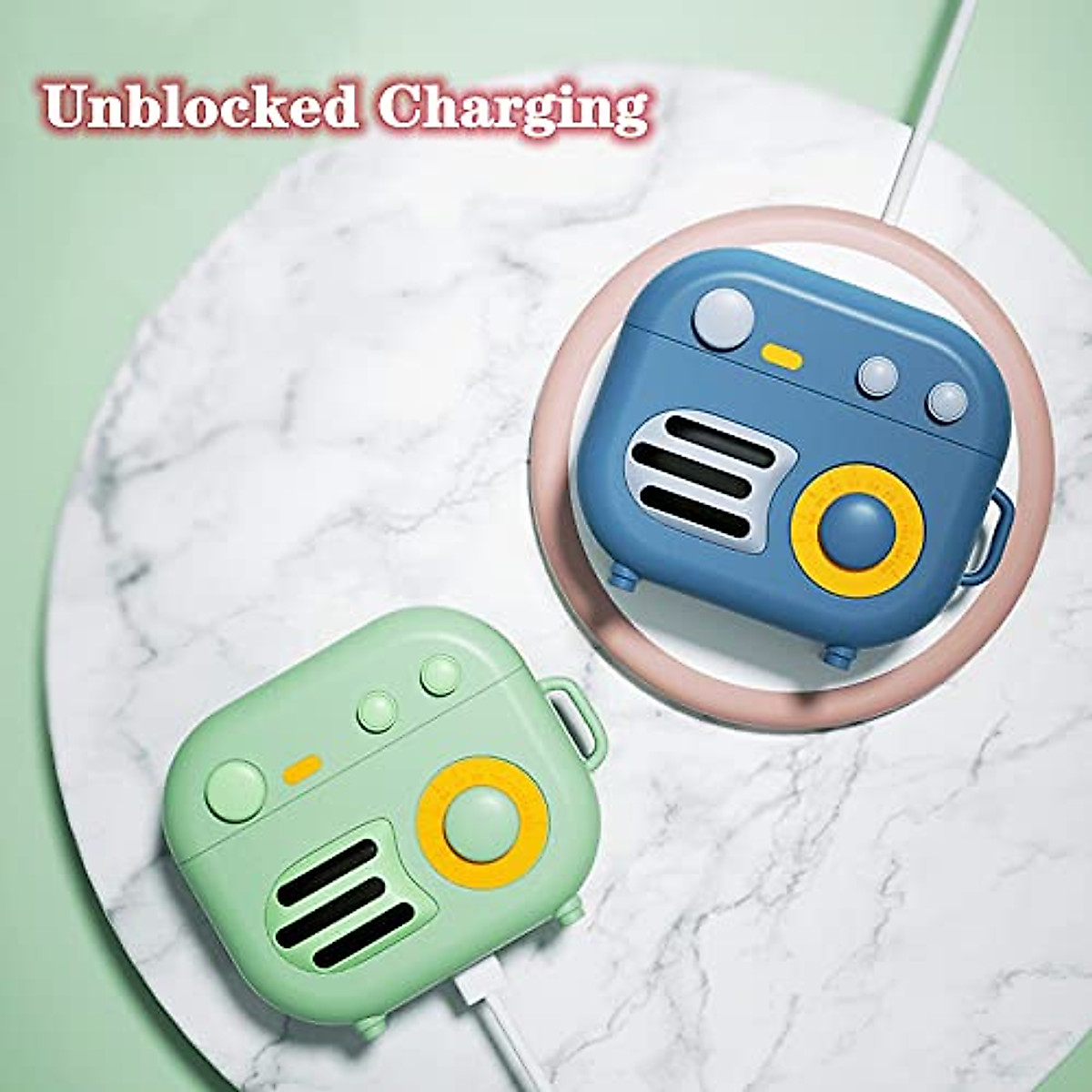 KAIJIA Cute Case for 2021 Apple AirPods 3rd Gen (Latest Model) with Keychain,Funny 3D Cartoon Retro Radio Designed,Shockproof Silicone Protective Cover for Kids Girl Women Boy Teens Men