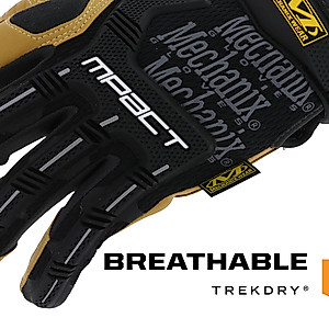 Mechanix Wear: Material4X M-Pact Synthetic Leather Work Gloves, Safety Gloves with Impact Protection and Vibration Absorption, Abrasion Resistance, Work Gloves for Men (Brown, X-Large)