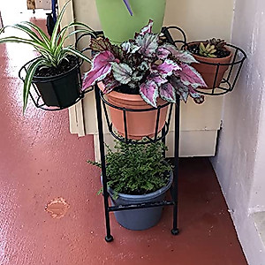 EIMQUVW 4 Pack Round Hanging Railing Planters Basket Metal Balcony Planters Railing Hanging Flower Pot Holders for Outside,Indoor，Balcony,Garden(20CM)