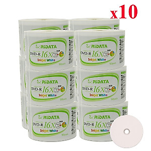 6000 Pack Ridata DVD-R 16X 4.7GB 120 Min White Inkjet Hub Printable Blank Data Video Media Recordable Disc