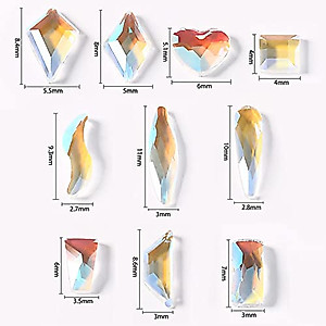 100Pcs Aurora Nail Art Rhinestones Multi Shapes 3D Glass AB Crystal For Nail Art Craft Decoration, Mix 10 Style Flat Back Crystals Charm Gem Stone