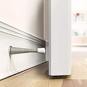 12 Pack Spring Door Stopper 3-1/8" Flexible Heavy Duty Screw-in Stainless Steel with Rubber Bumper (White)