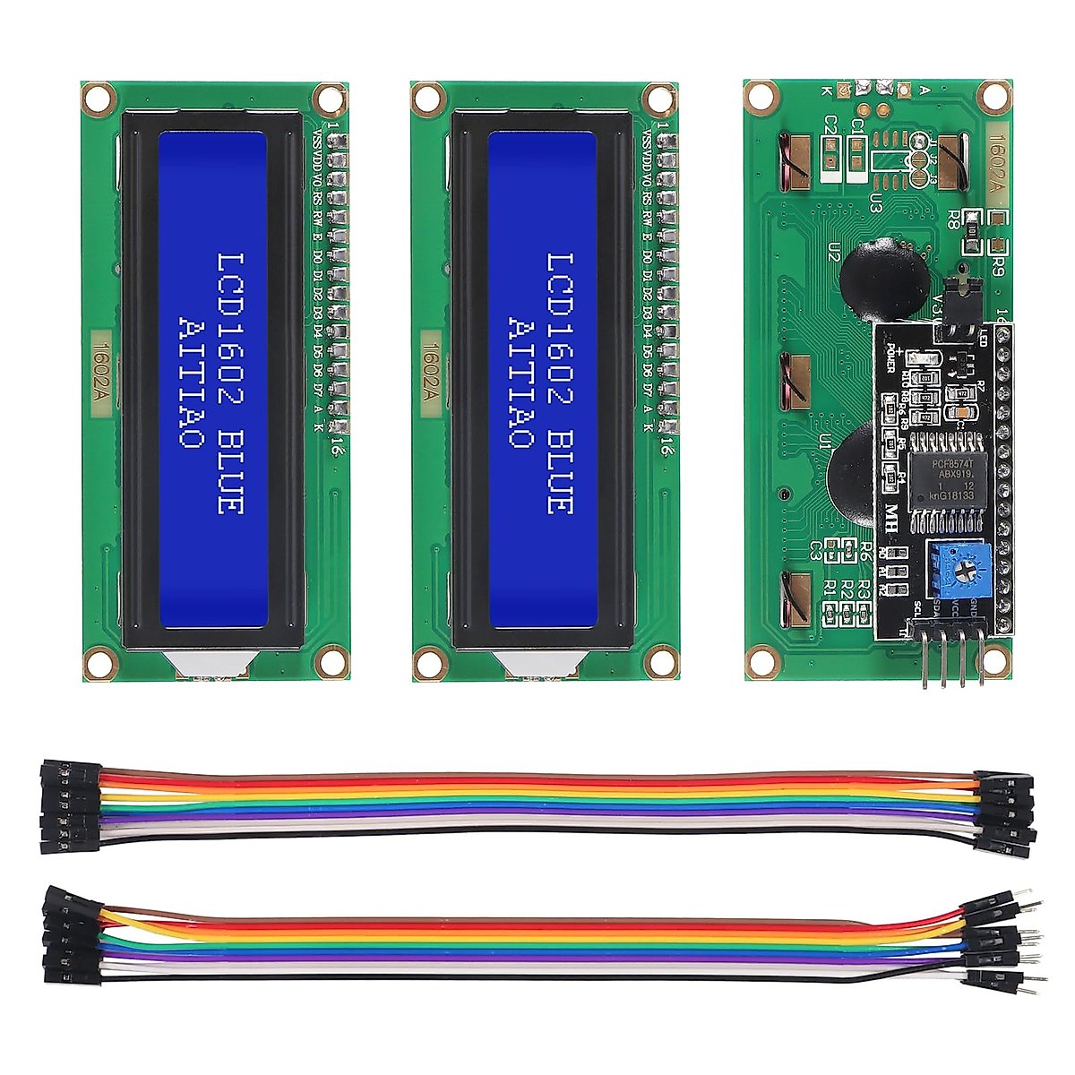 AITIAO 3 Pack 1602 LCD Display Module IC I2C TWI 16x2 Characters Serial Interface Adapter LCD Module for Raspberry Pi DIY Project IoT (Blue Display)