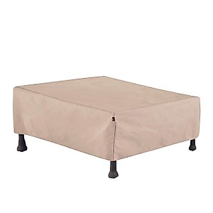Modern Leisure Chalet Patio Ottoman/Coffee Table/Fire Pit Cover - Weather-Resistant Fabric - Outdoor Furniture Protection Perfect for Patio, Deck, and Porch - 48" L x 25" D x 18" H - Beige