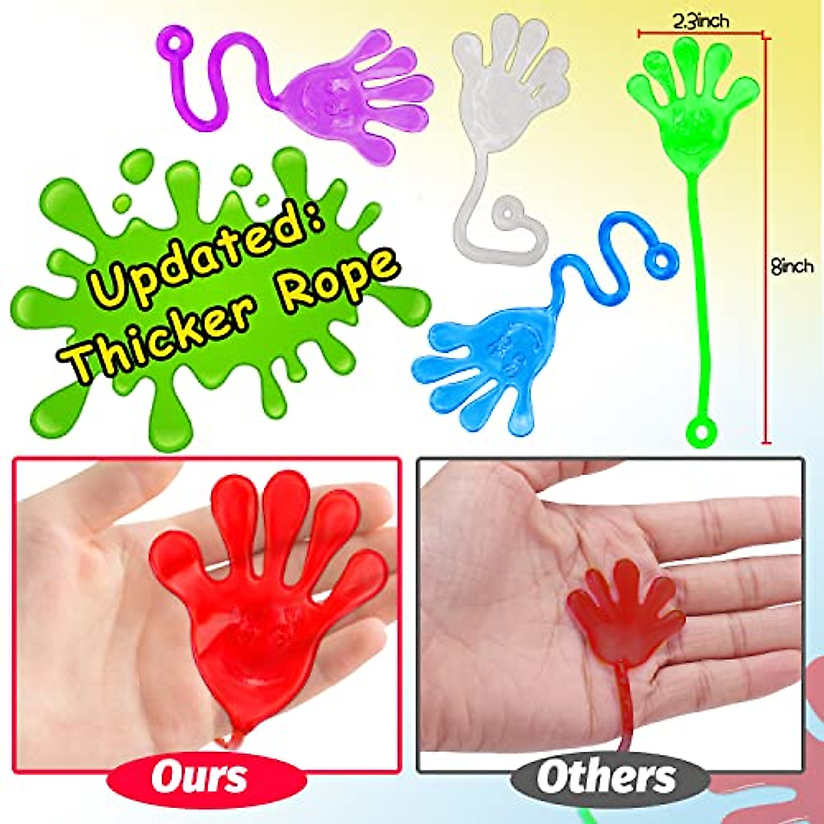 Thremhoo 40 Pcs Sticky Hands for Kids Goodie Bag Stuffer Stretchy Treasure Box Toy Classroom Prize Student Mini Toys Bulk Pinata Fillers Gift Bag Slap Hand Summer Party Favor Supplies Boy Girl