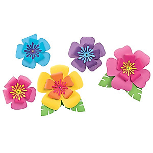 Amscan Party Supplies 42147 Hibiscus Paper Flowers (5 Pcs), Multi Size, Multicolor