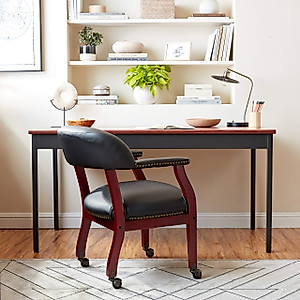Boss Captain’s Chair In Black Vinyl W/ Casters