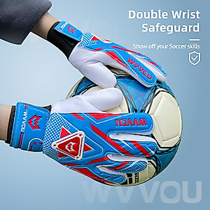 WVVOU Goalkeeper Gloves for Kids Youth, Soccer Goalie Gloves with Double Protection, Anti-Slip Soccer Gloves, Super Grip