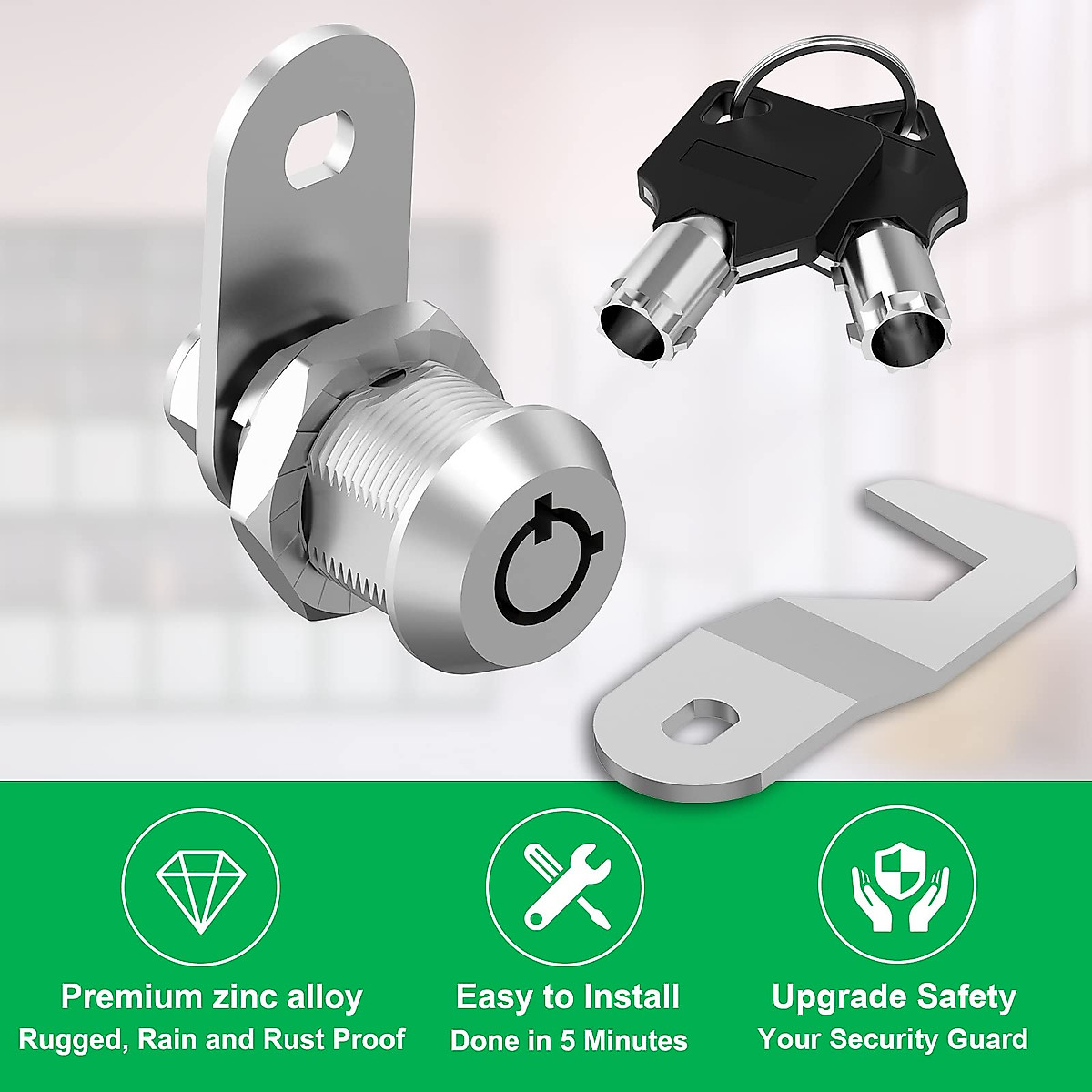 Hecfu 1 Pack Tool Box Lock RV Storage Lock, Mailbox Lock 5/8" Cam Lock Keyed Alike, Toolbox Locks Replacement for File Cabinet Storage Door on Camper, Zinc Alloy