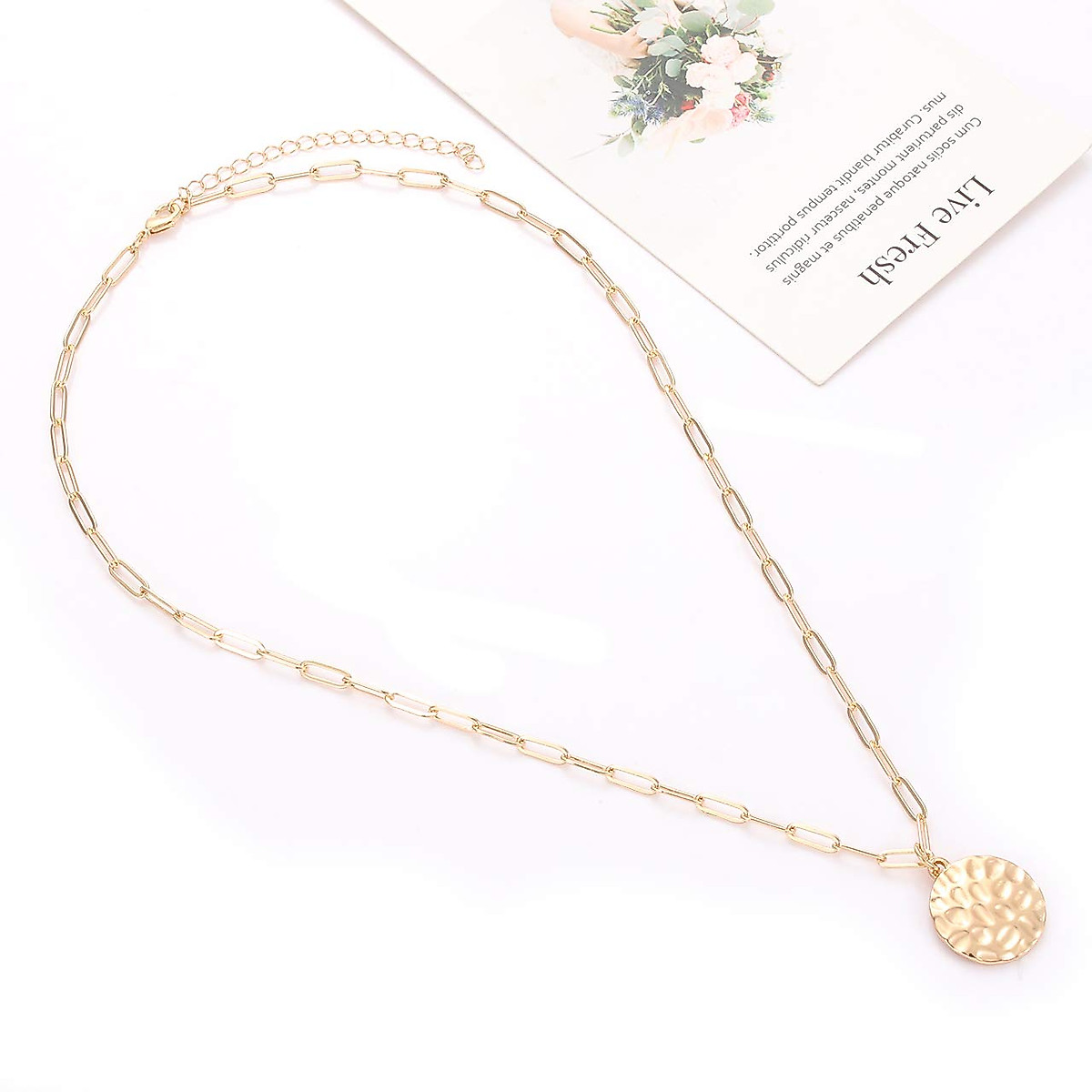 XOCARTIGE Clay Bead Necklace, Colorful Surfer Heishi Beaded Choker Necklace for Women, Stackable Ball Necklace Layered Paperclip Link Chain Necklaces Summer Beach Jewelry Set (Multicolor)