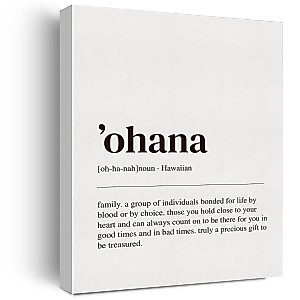 ‘Ohana Definition Family Canvas Wall Art Poster Print Gift, Ohana Quote Family Definition Painting Ready to Hang Home Decor (11.5" x 15")