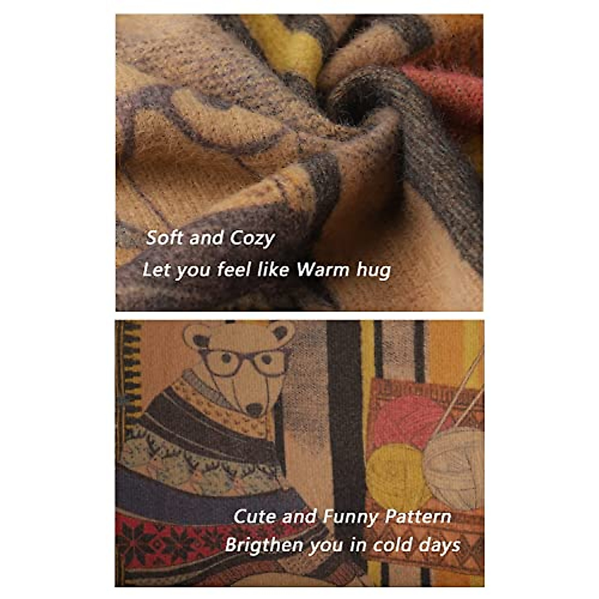 YESNO Women Sweater Graphic Oversized Pullover Sweaters Casual Loose Long Sleeve Knit Tops M S01 CR31