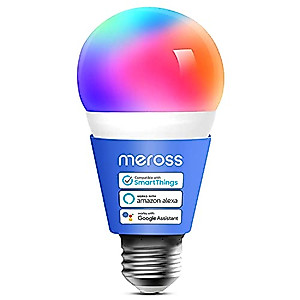 meross Smart Light Bulb, Smart WiFi LED Bulbs Works with Alexa, Google Home, Dimmable E26 Multicolor 2700K-6500K RGBWW, 810 Lumens 60W Equivalent, No Hub Required, 1 Pack