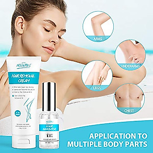Aloe Hair Removal Cream & Hair Inhibitor Spray Set For Men or Women Sensitive Formula Bikini Remove Cream Painless Hair Remover Moisturizing For Body Arm Leg Armpit Gifts
