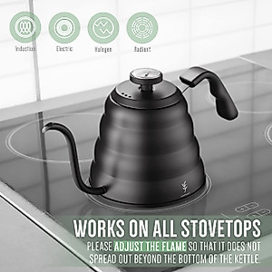 Soulhand Pour Over Kettle with Thermometer | Stovetop Gooseneck Kettle Coffee Pot | Update 3-Layer Stainless Steel Bottom Anti-Rust Design Pour Over Coffee Kettle for Electric, Induction | 40oz/1.2L