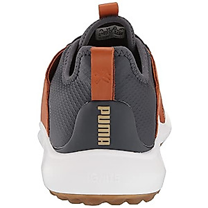 PUMA Men's Ignite Fasten8 Crafted Golf Shoe, Navy Blazer/Gold/Leather Brown, 9.5