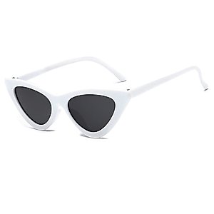 WZWLKJ Retro Vintage Narrow Cat Eye Sunglasses for Women Clout Goggles women sunglasses for Holiday beach outdoor